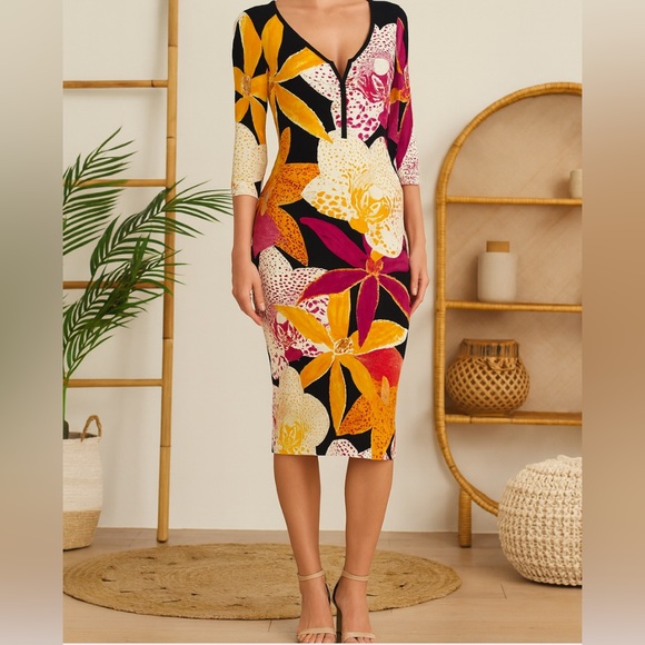The Kit | Dresses | The Kit Bali Orchids Cotton Jersey Gisella Dress In ...